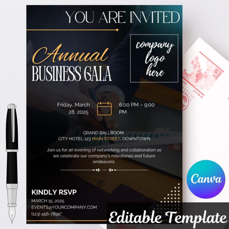 Editable Corporate Event Invitation Template – Professional Business ...