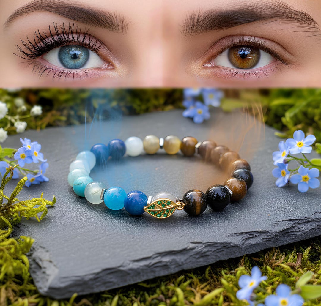 Custom Eye Color Gemstone Matching Couple Bracelet • Personalized ...