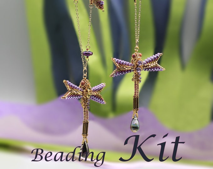 Enchanted Garden Necklace, Beaded Dragonfly and Butterfly Beading Kit ...