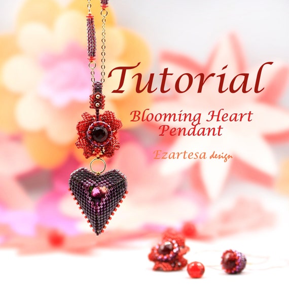 Blooming Heart Beaded Pendant Tutorial Seed Bead Pattern by | Etsy