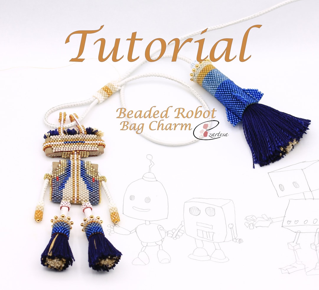 Beaded Robot Bag Charm Beading Tutorial, Seed Bead Beading Pattern by ...
