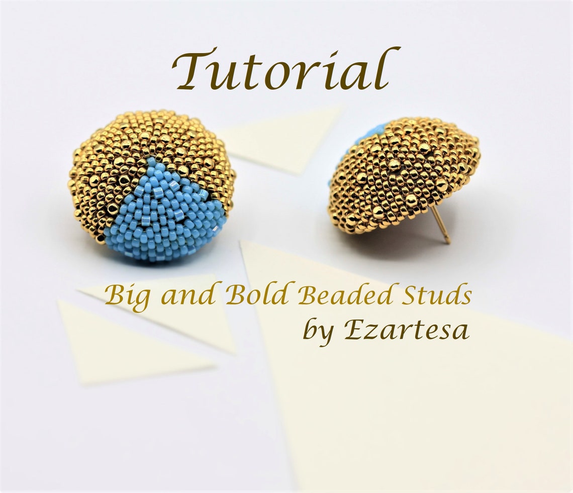 Big and Bold Beaded Stud Earrings Tutorial Seed Bead Beading - Etsy