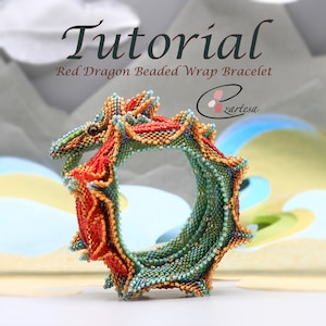 Red Dragon Beaded Wrap Bracelet Tutorial, Seed Bead Beading Pattern by ...