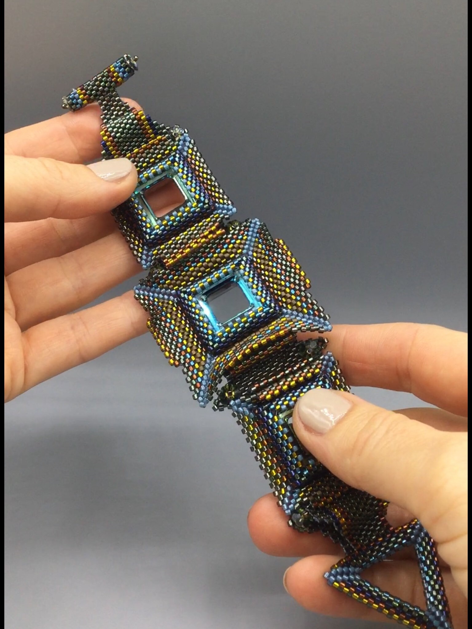 Fancy Squares Beaded Bracelet Tutorial With Glass Seed Beads | Etsy