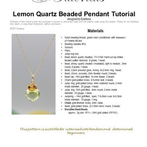 Lemon Quartz Beaded Pendant Tutorial, Seed Bead Pattern by Ezartesa - Etsy