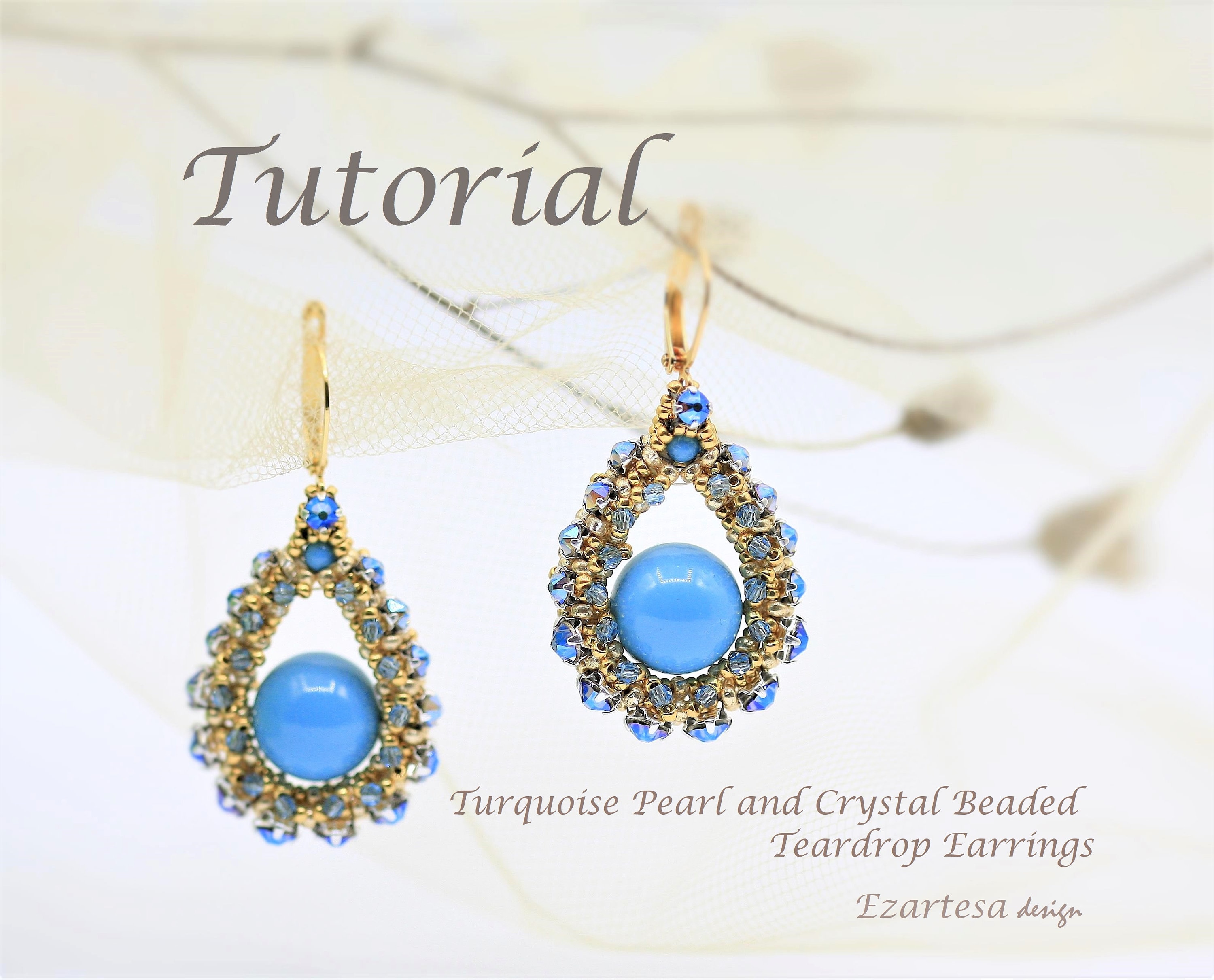 Beading Tutorial Turquoise Pearl and Crystal Beaded Teardrop - Etsy