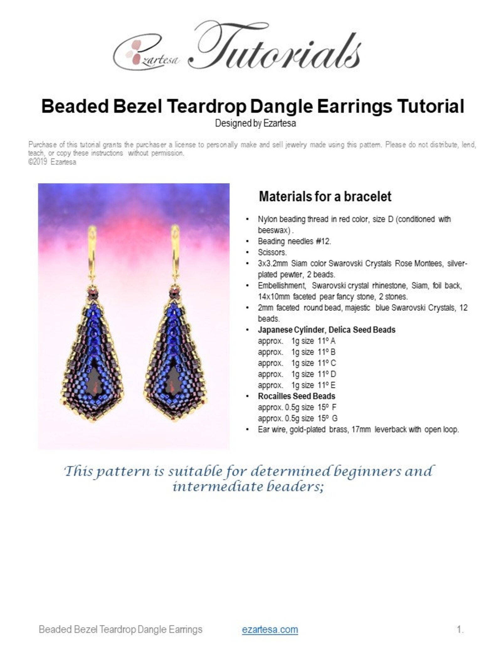 Beaded Bezel Teardrop Earrings Tutorial With Glass Seed Beads - Etsy