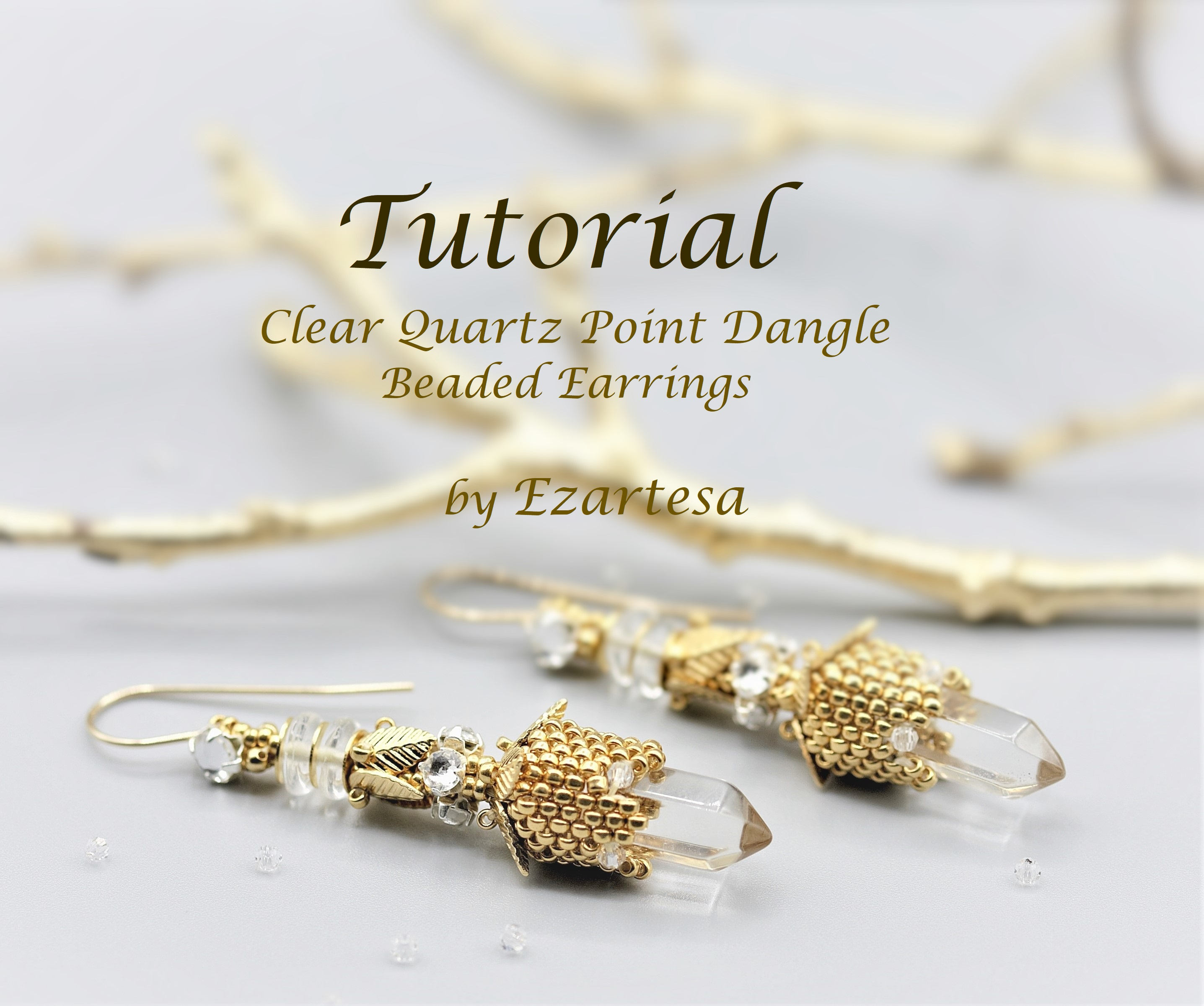 Clear Quartz Point Beaded Dangle Earrings Tutorial With Gold | Etsy
