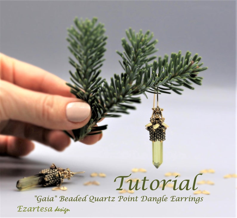 Gaia Beaded Lemon Quartz Point Dangle Earrings Tutorial Glass - Etsy