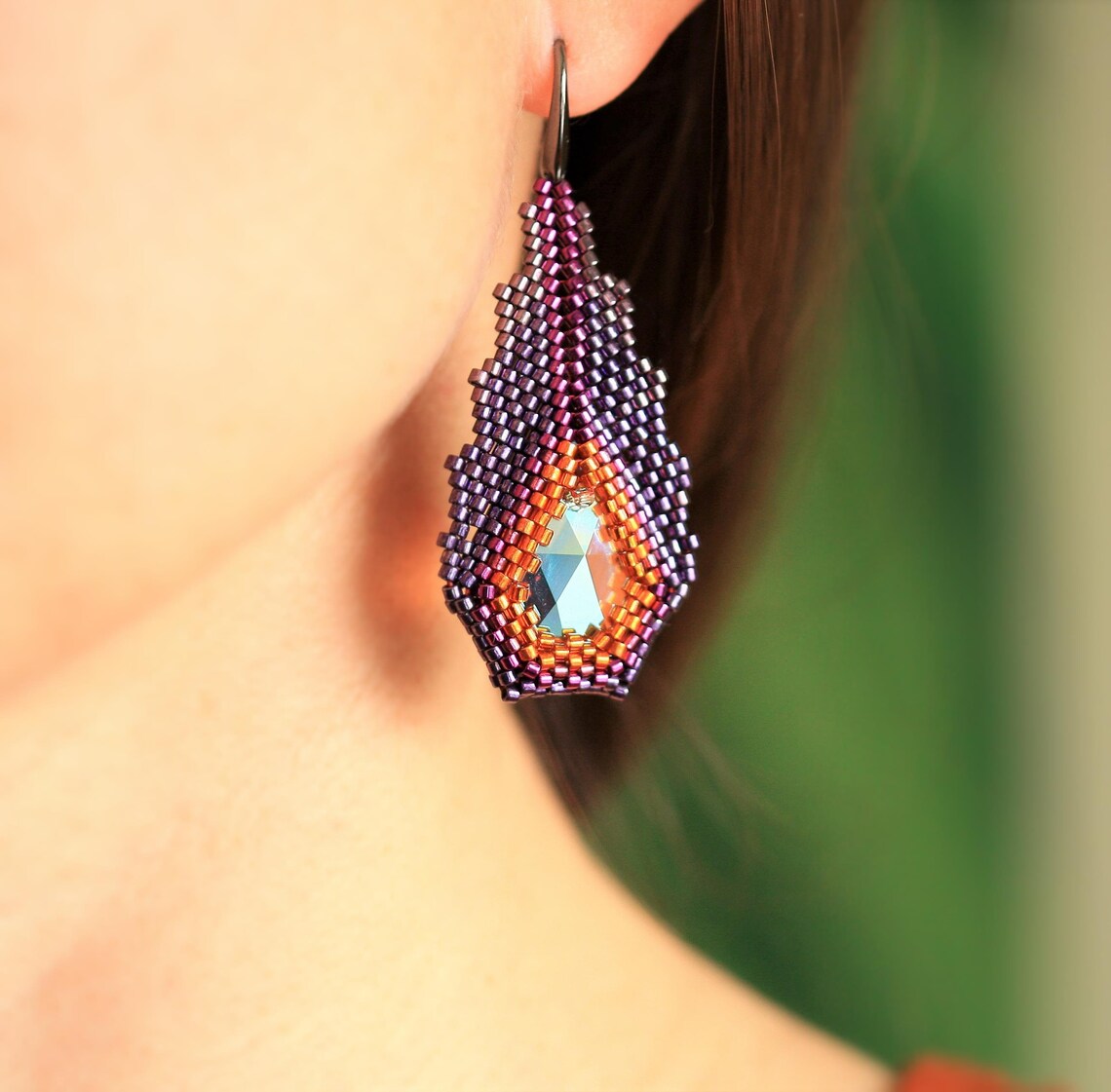 Fancy Teardrop Beaded Dangle Earrings Tutorial Seed Bead | Etsy