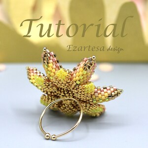 Statemen Flower Cluster Ring Beading Tutorial, Seed Bead, Coral, Czech ...