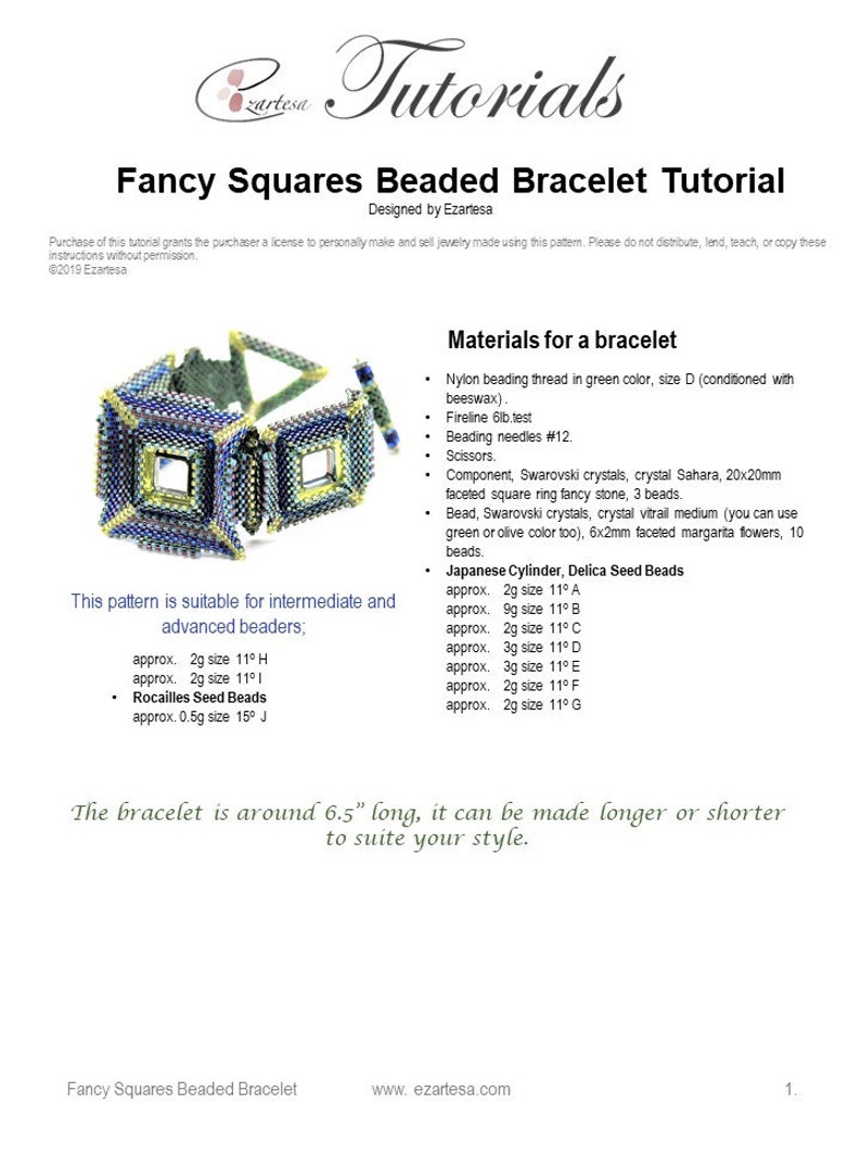 Fancy Squares Beaded Bracelet Tutorial With Glass Seed Beads and ...