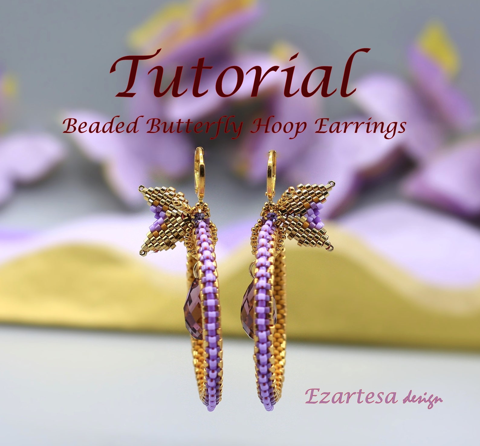 Butterfly Beaded Hoop Earrings Tutorial, Seed Bead Pattern by Ezartesa ...