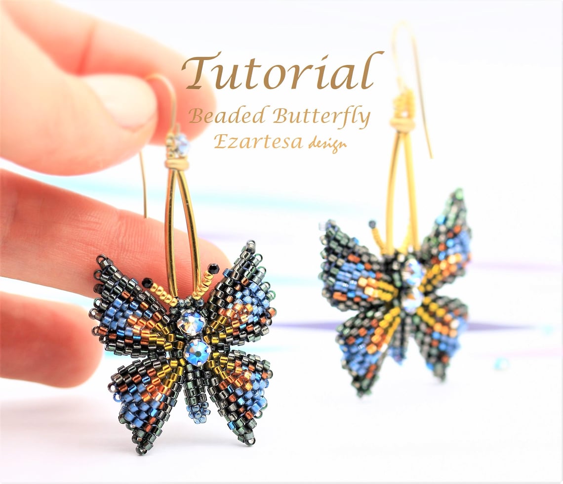 Beading Pattern Beaded Butterfly Earrings Tutorial Butterfly - Etsy