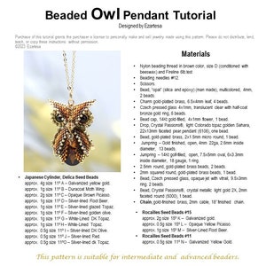 Beaded Owl Pendant Tutorial, Seed Bead Pattern by Ezartesa - Etsy