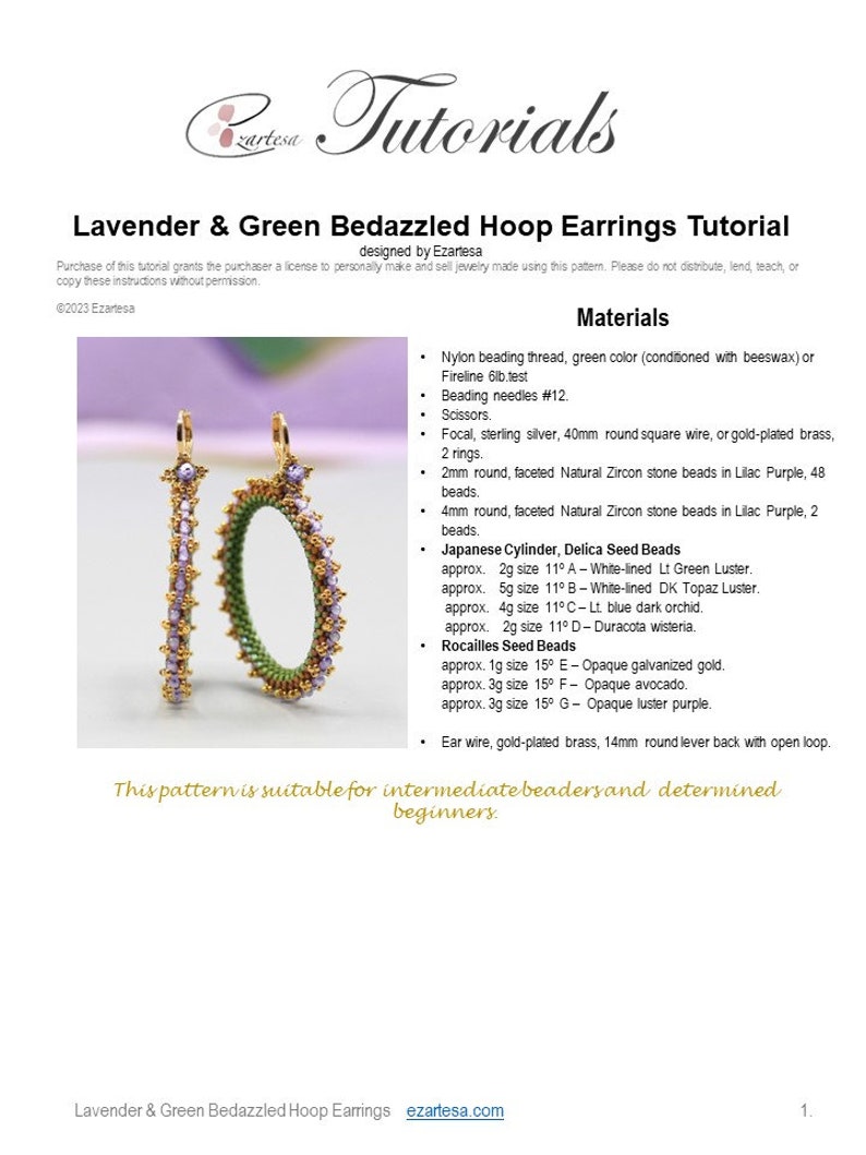 Lavender and Green Bedazzled Hoop Earrings Tutorial, Seed Bead Earrings ...