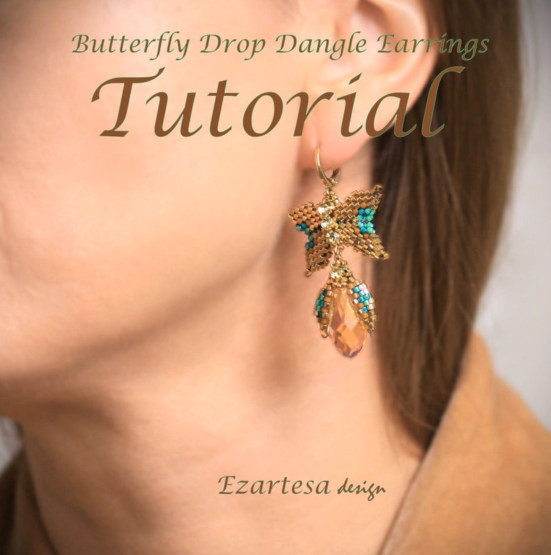 Butterfly Beaded Teardrop Dangle Earrings Tutorial Seed Bead - Etsy