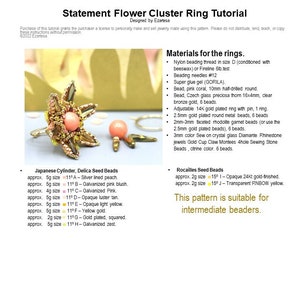 Statemen Flower Cluster Ring Beading Tutorial, Seed Bead, Coral, Czech ...