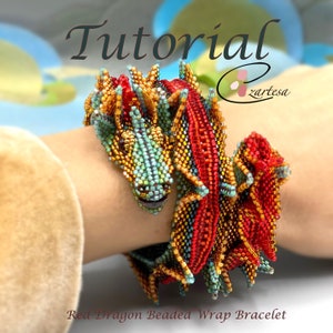 Red Dragon Beaded Wrap Bracelet Tutorial, Seed Bead Beading Pattern by ...