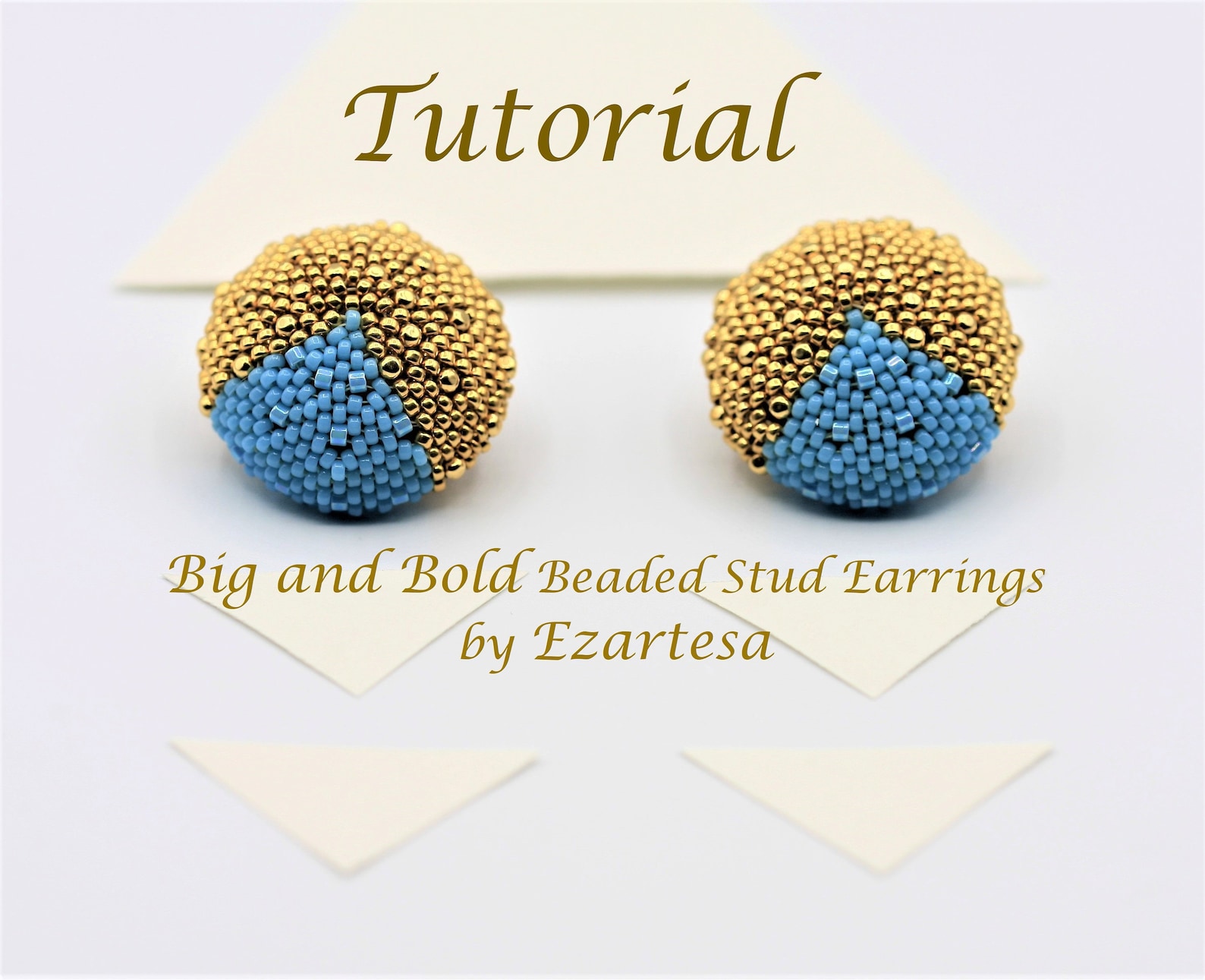 Beaded Stud Earrings Tutorial: Gold & Turquoise Seed Bead Beading ...