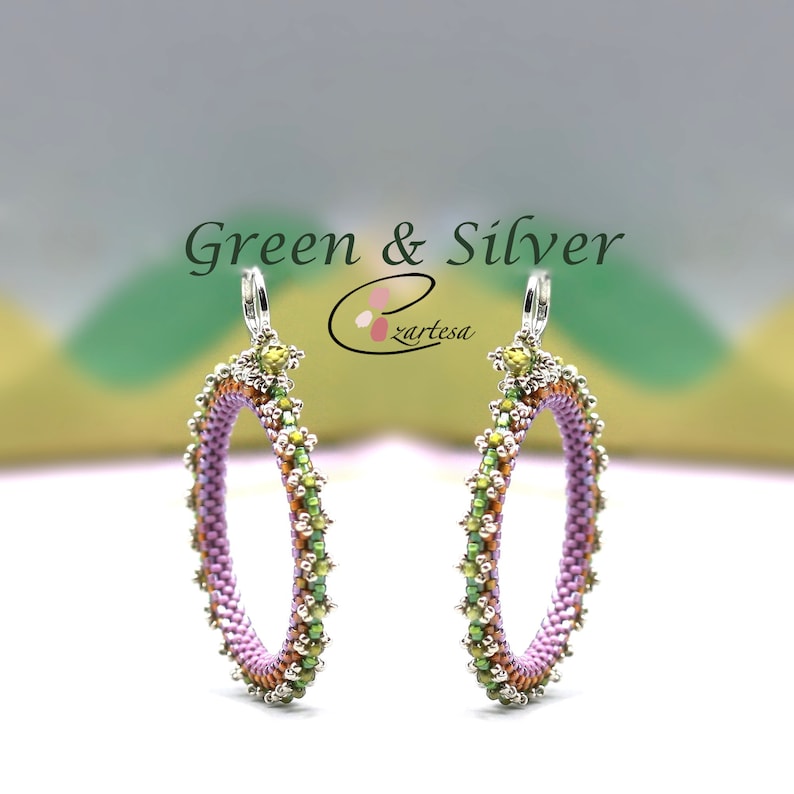 Lavender and Green Bedazzled Hoop Earrings Tutorial, Seed Bead Earrings ...