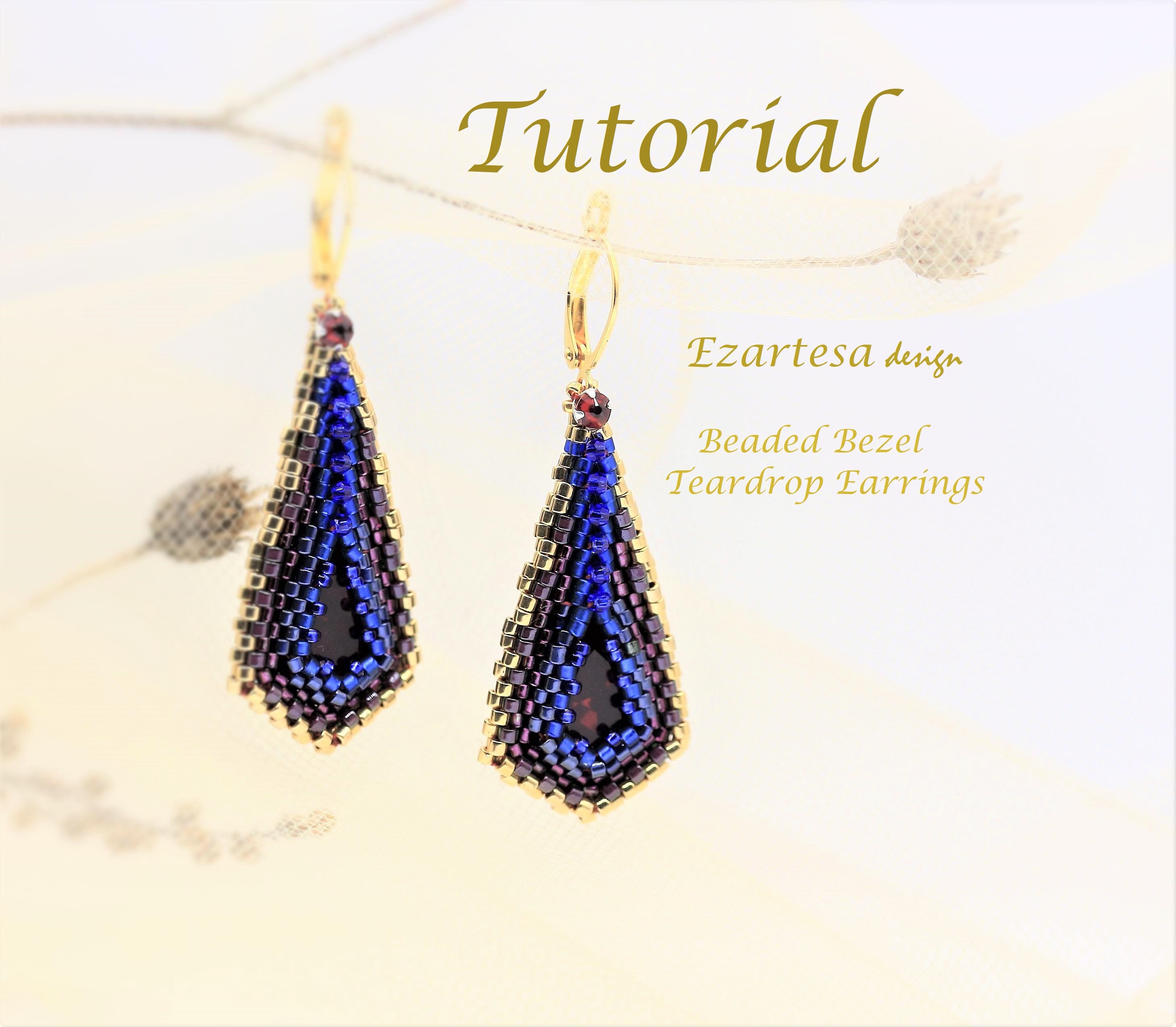 Beaded Bezel Teardrop Earrings Tutorial With Glass Seed Beads - Etsy
