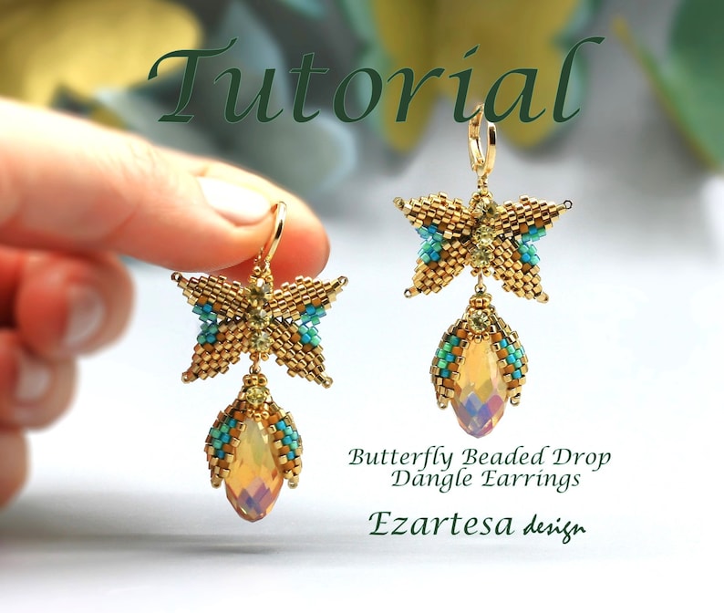 Butterfly Beaded Teardrop Dangle Earrings Tutorial Seed Bead - Etsy