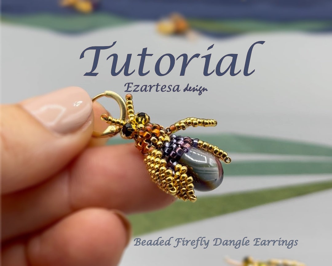 Firefly Earrings Beading Pattern. Beaded Bug Tutorial by Ezartesa - Etsy