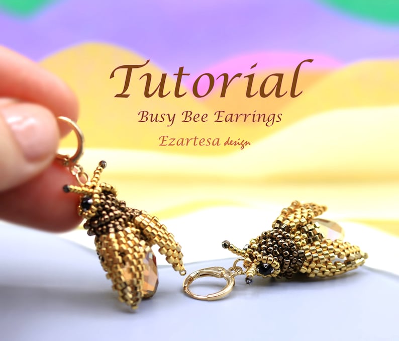 Busy Bee Dangle Earrings Tutorial Seed Bead Beading Pattern - Etsy