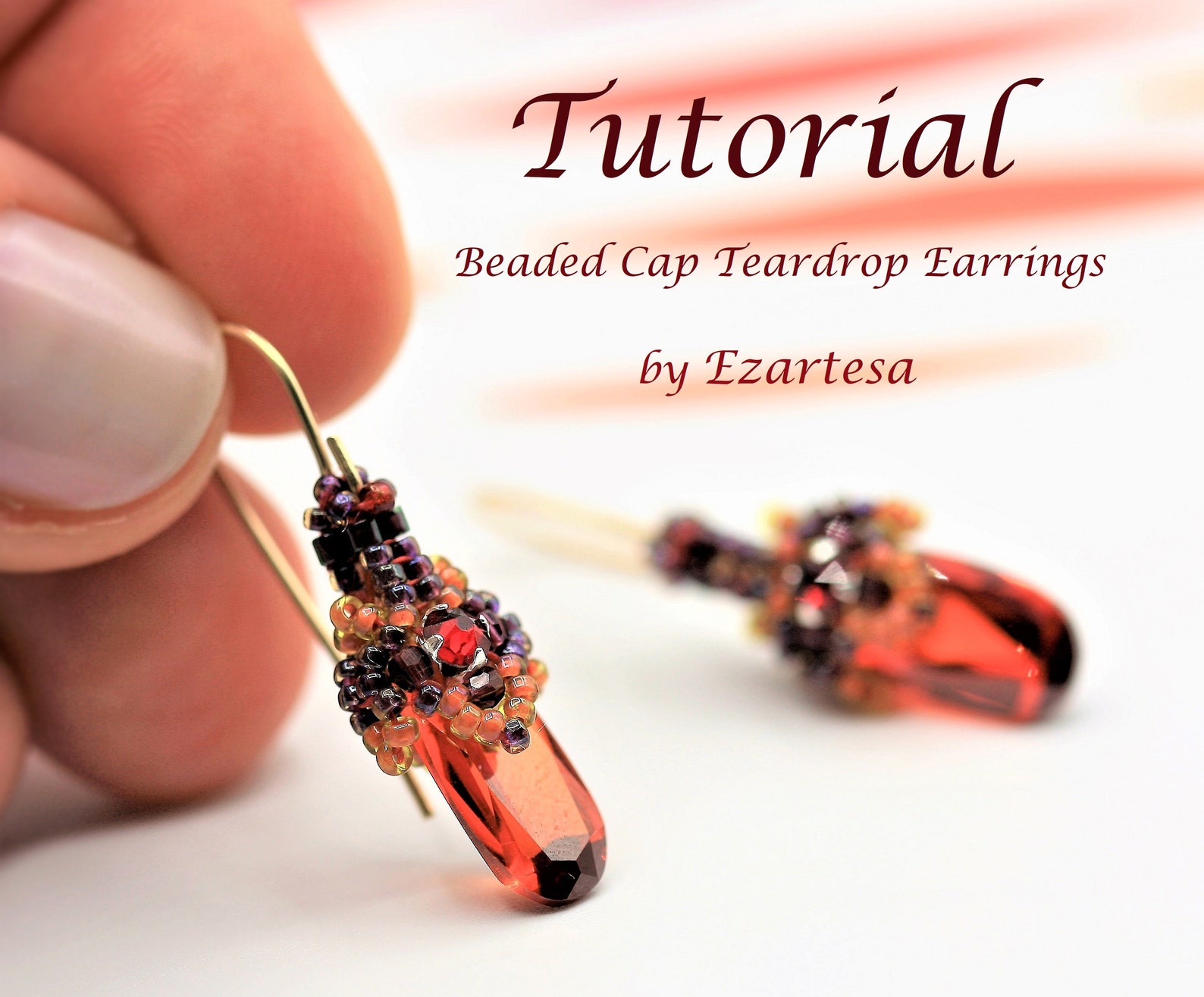 Beaded Cap Teardrop Earrings Tutorial: Seed Beads & Swarovski Crystals ...