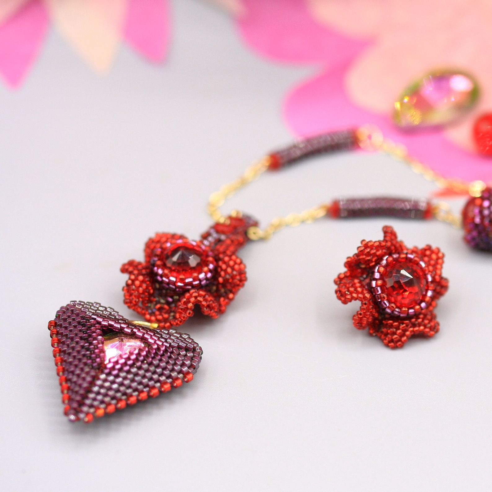 Blooming Heart Beaded Pendant Tutorial Seed Bead Pattern by - Etsy