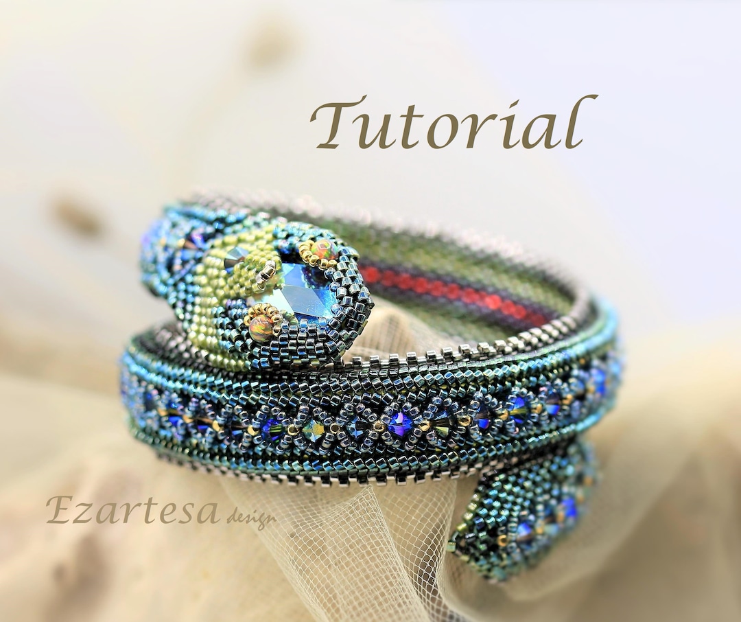 Green Serpent Beaded Wrap Bracelet Tutorial Pattern by Ezartesa - Etsy