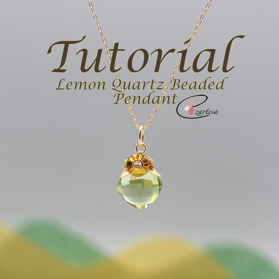 Lemon Quartz Beaded Pendant Tutorial, Seed Bead Pattern by Ezartesa - Etsy