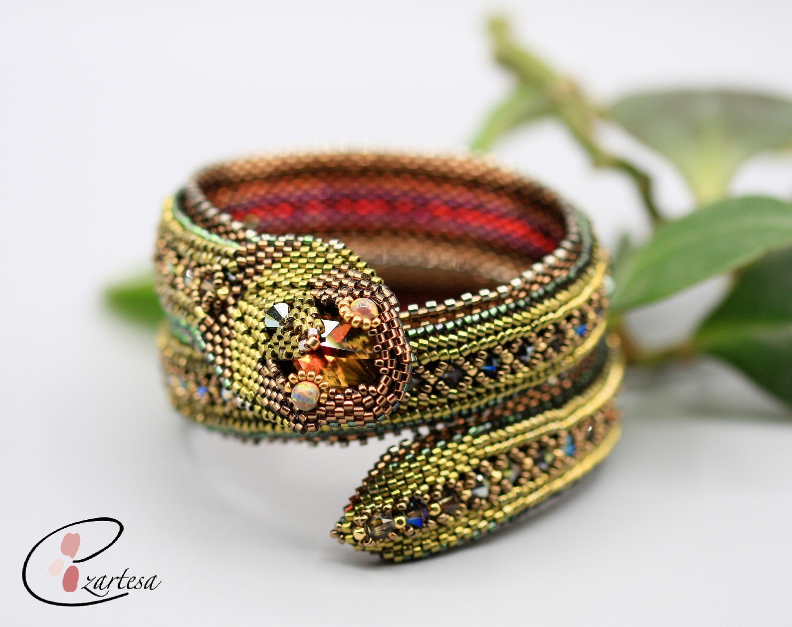 Green Serpent Beaded Wrap Bracelet Tutorial Pattern by Ezartesa - Etsy