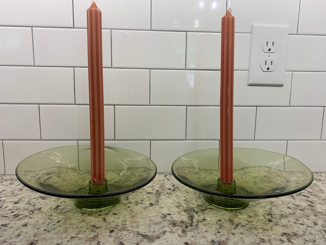 Viking Glass Epic Tilted Avocado Green Candle Bowls - Etsy