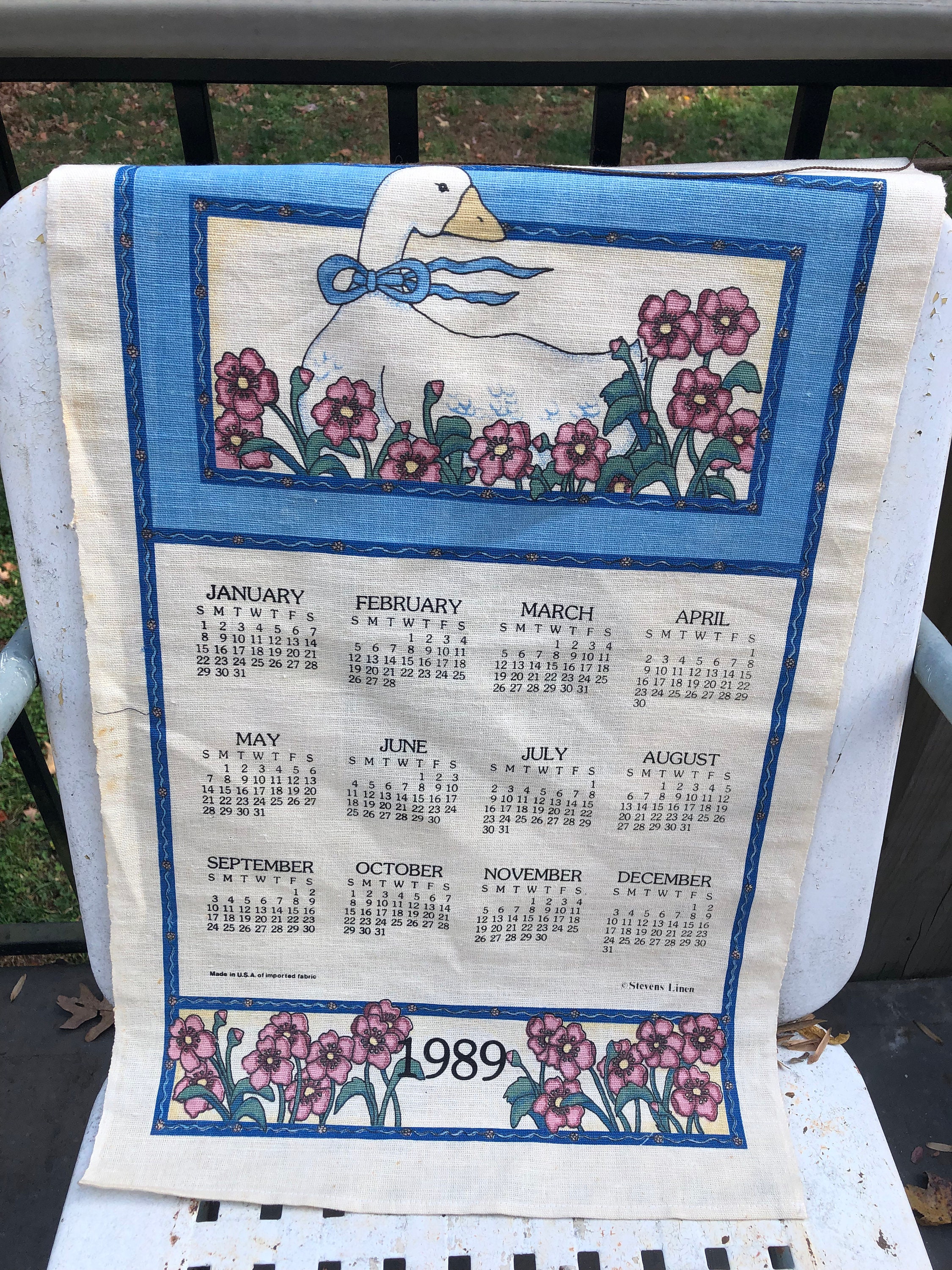 Vintage Year Calendar Decorative Linen Tea Towel - Etsy