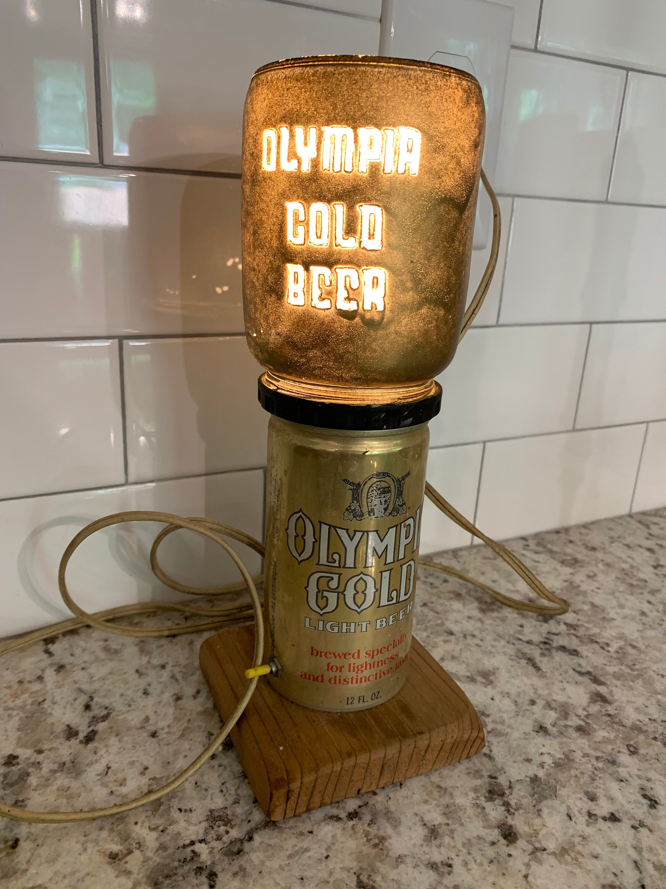 Vintage Handmade Olympia Gold Beer Lamp - Etsy