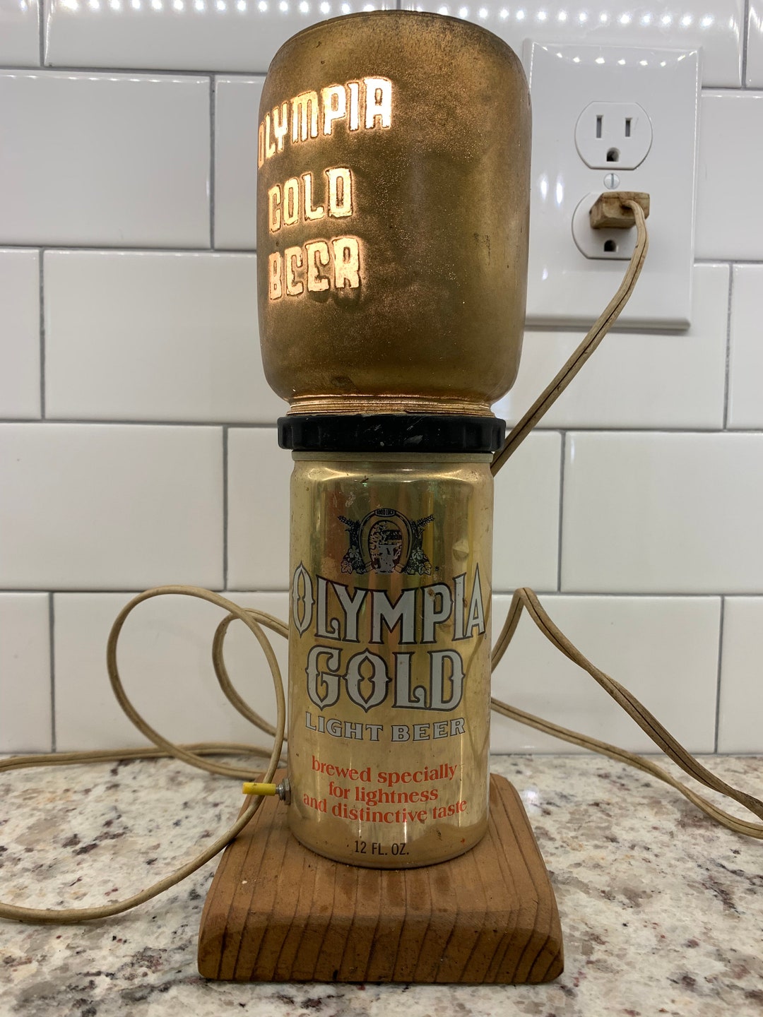 Vintage Handmade Olympia Gold Beer Lamp - Etsy