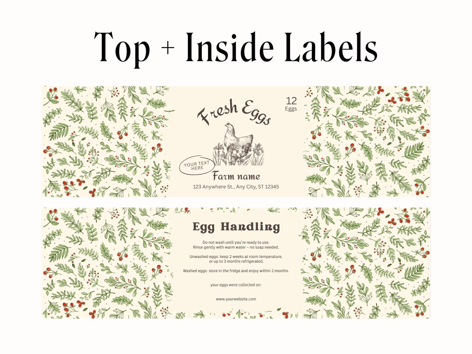 Rustic Christmas Egg Carton Label, Kraft Holiday Design, 7×2" for 12 ...
