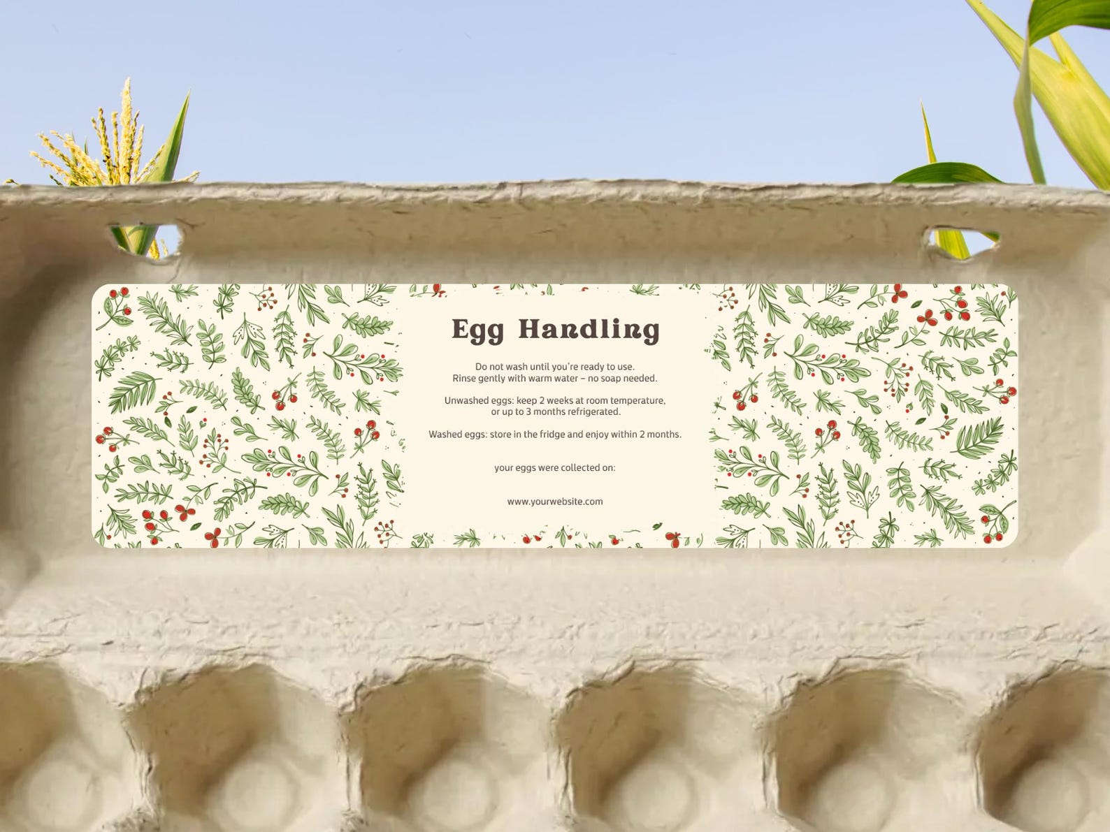Rustic Christmas Egg Carton Label, Kraft Holiday Design, 7×2" for 12 ...