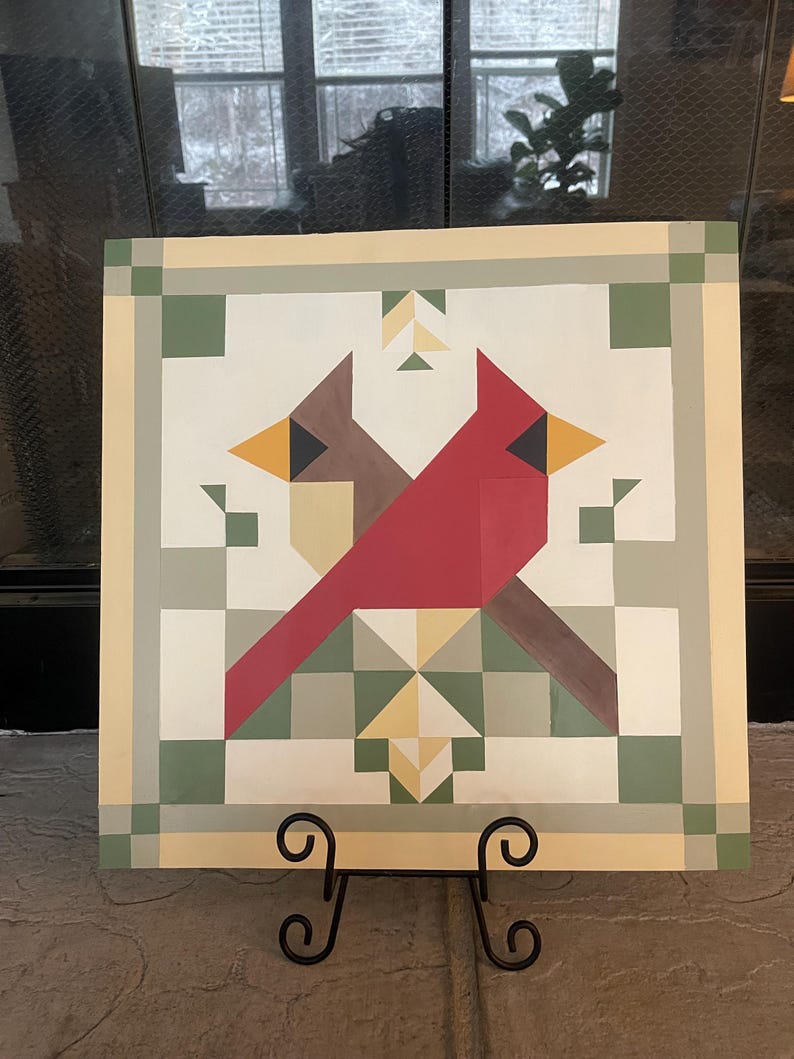 Hand Painted Quilt Block Cardinal Pair - Etsy