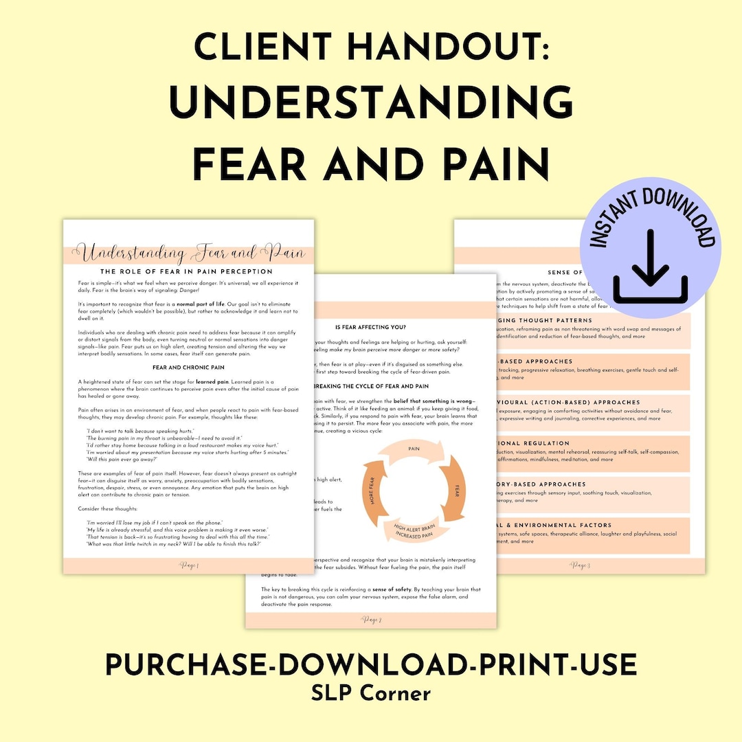 Understanding Fear and Vocal Pain Handout for Patients | SLP Therapy ...