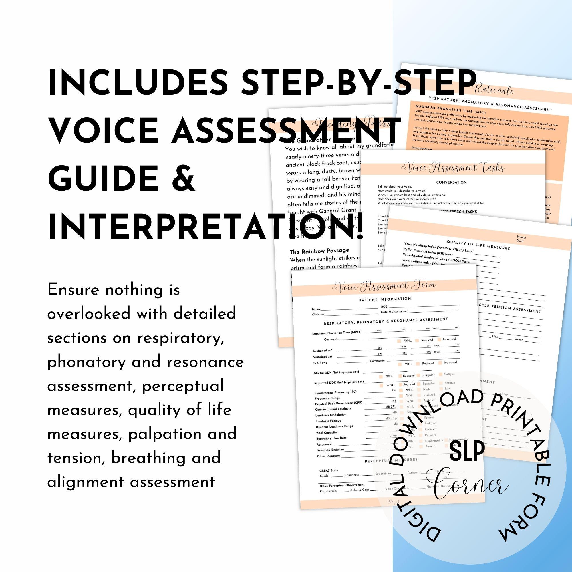 SLP Voice Assessment Guide and Form | Speech Pathology Essential ...