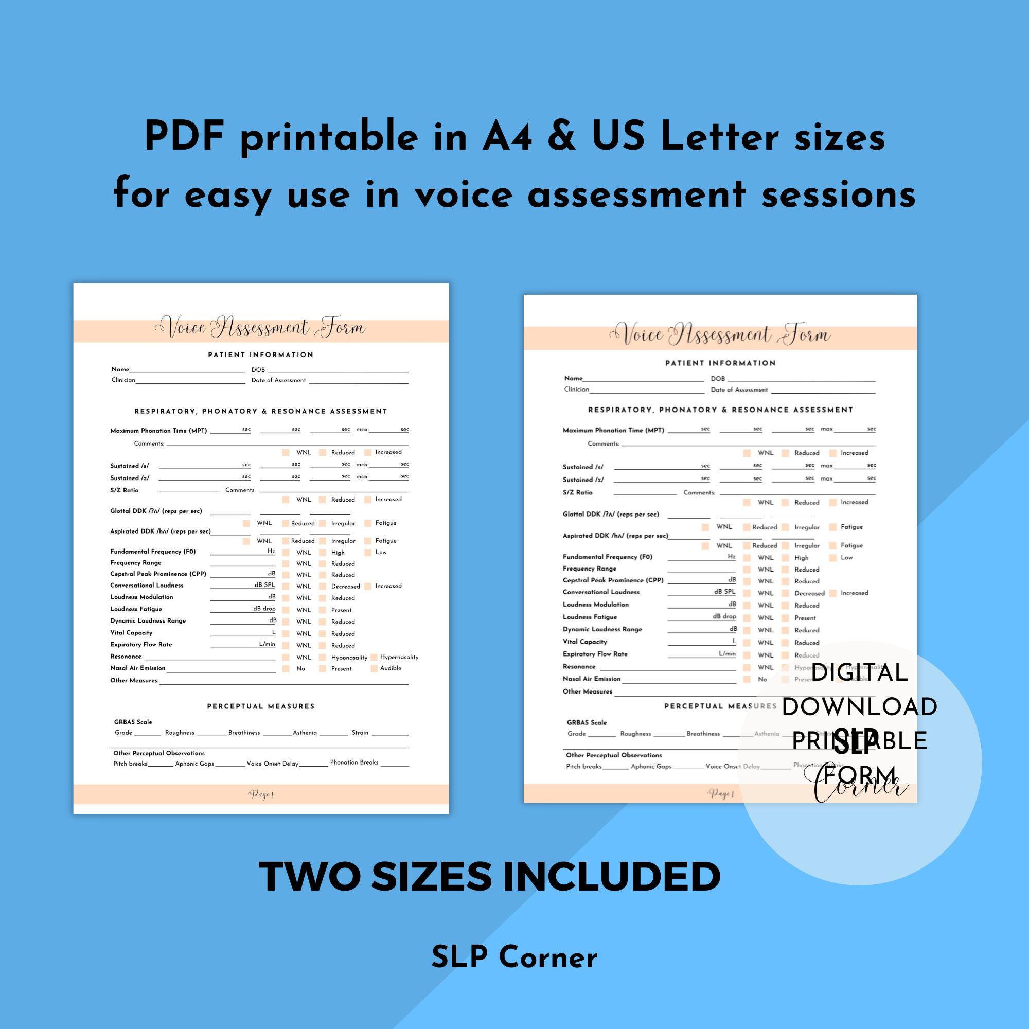 SLP Voice Assessment Guide and Form | Speech Pathology Essential ...