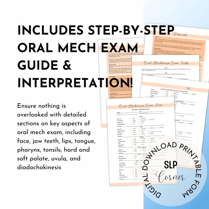 SLP Oral Mechanism Exam Form & Guide | Speech Therapy Forms (PDF ...