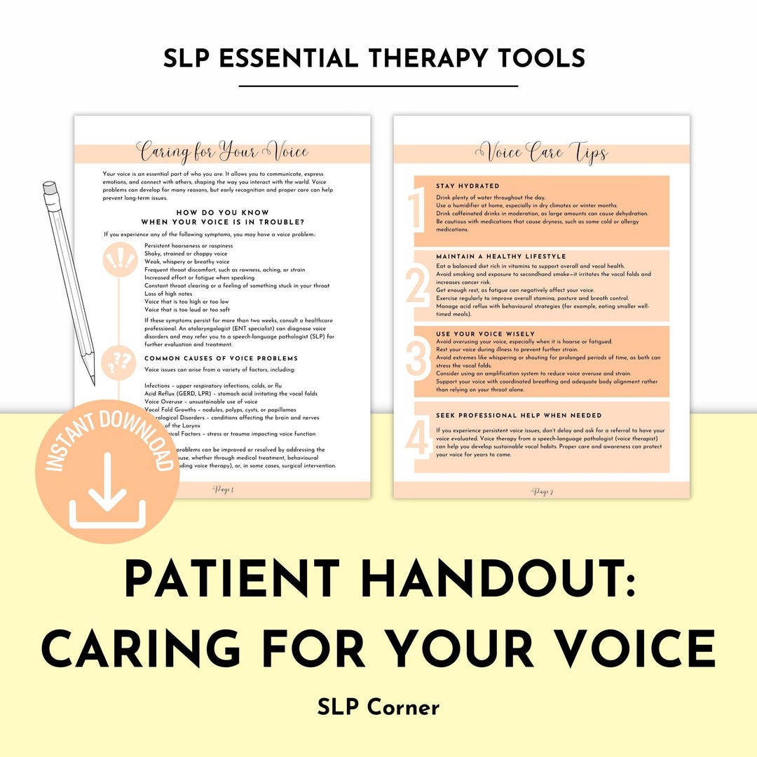 Voice Care Patient Handout | SLP Speech Therapy Worksheets | Speech ...