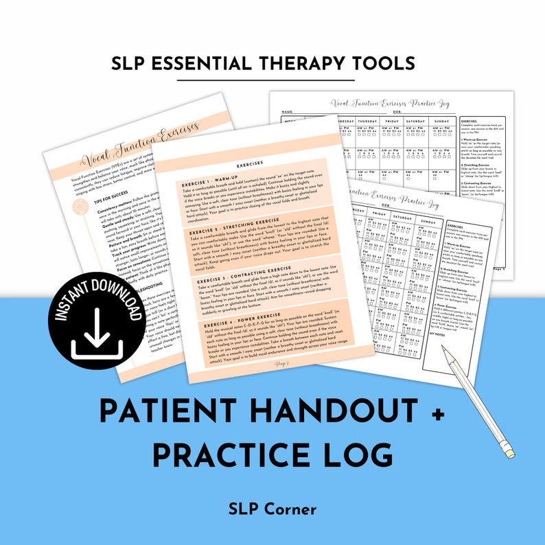 Vocal Function Exercises Handout | SLP Therapy Tool - Handout and ...