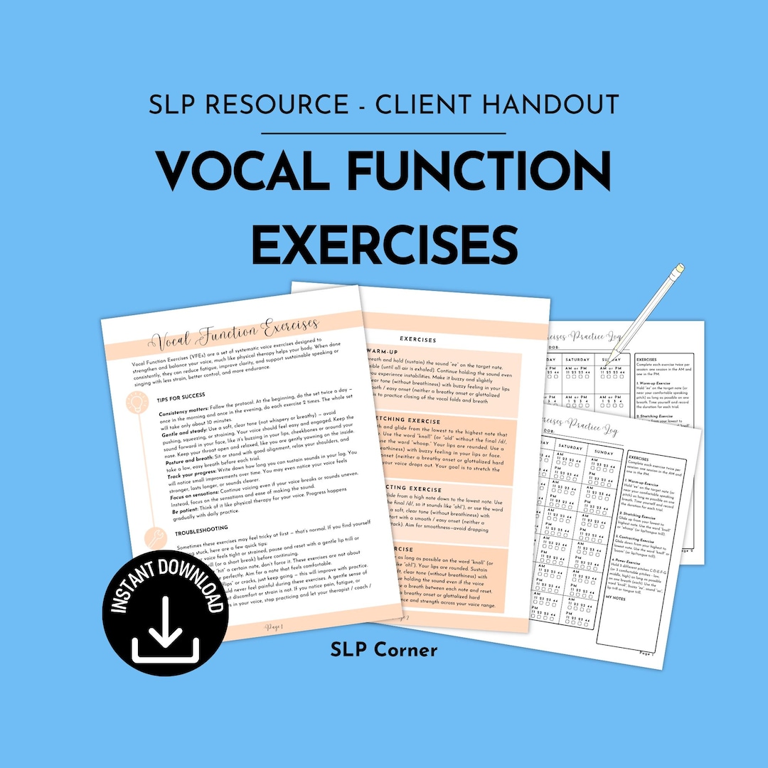 Vocal Function Exercises Handout Slp Therapy Tool Handout And
