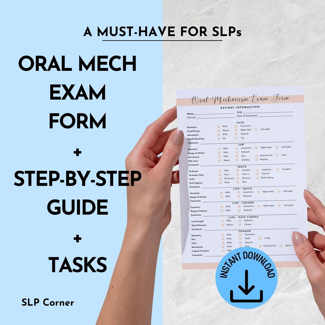 SLP Oral Mechanism Exam Form & Guide | Speech Therapy Forms (PDF ...