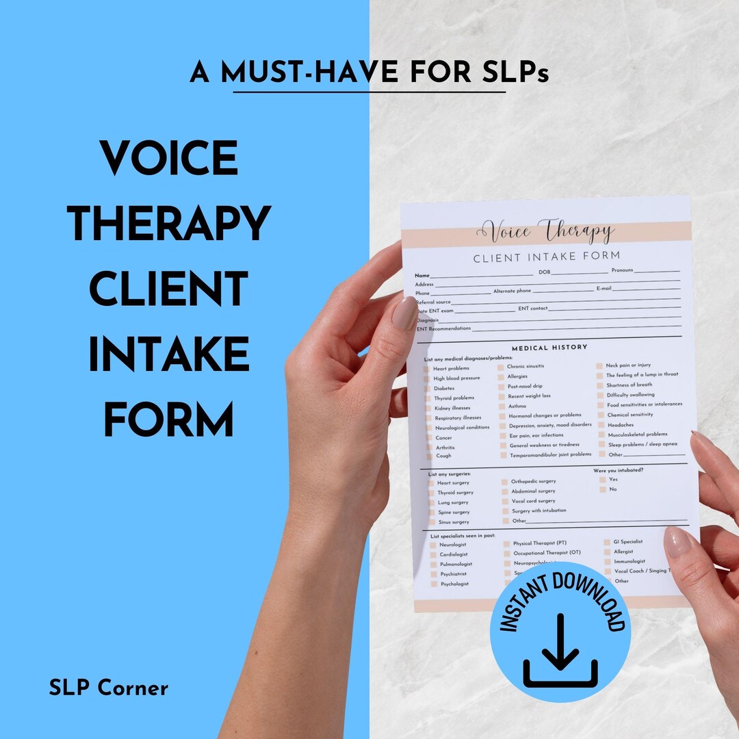 SLP Voice Therapy Client Intake Form | Speech Pathology Essential ...